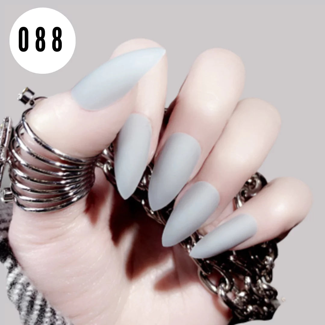 GRAY STILETTO MATTE NAILS – LovelyNailspk